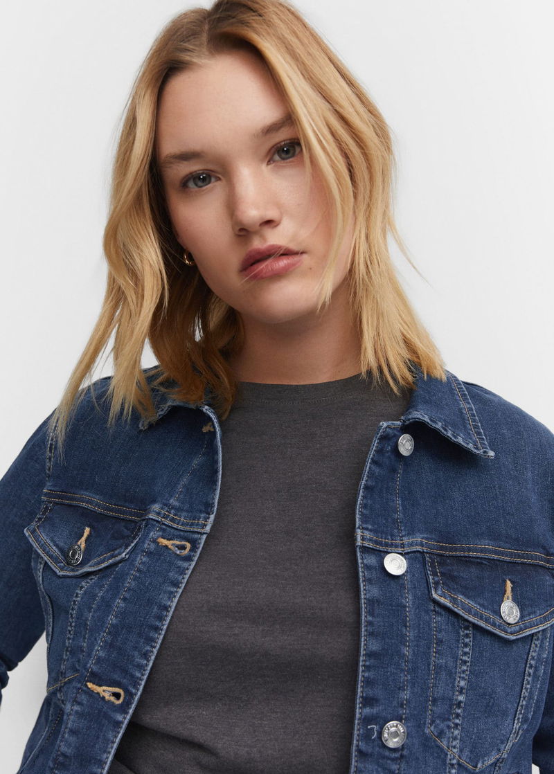 MANGO Pocketed Denim Jacket in Dark Blue | Endource