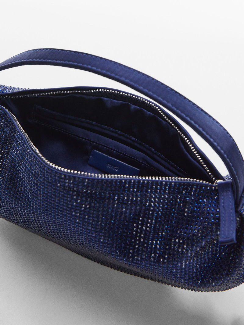 MANGO Beaded Grab Bag in Dark Blue | endource