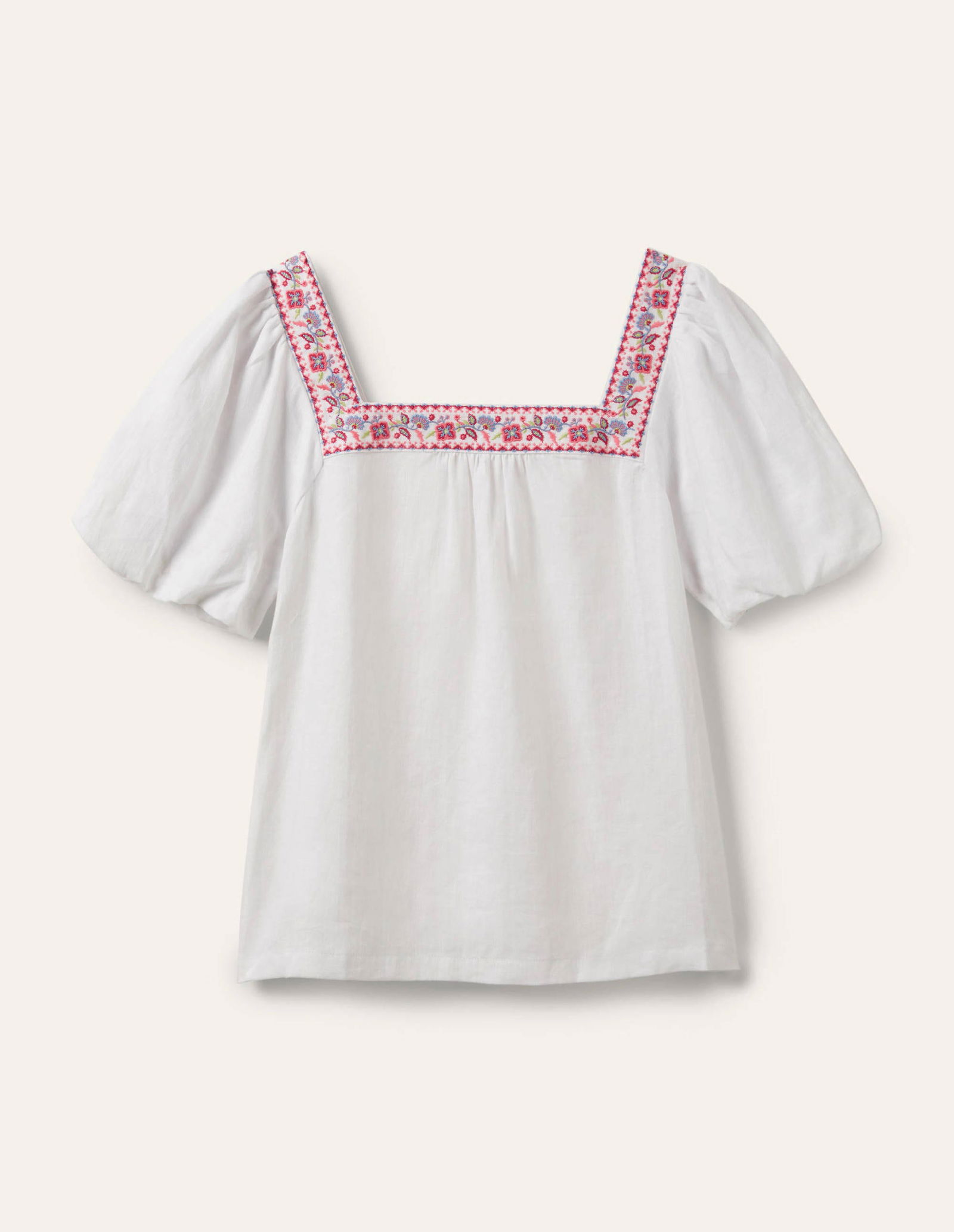 BODEN Square Neck Linen Top in White | endource