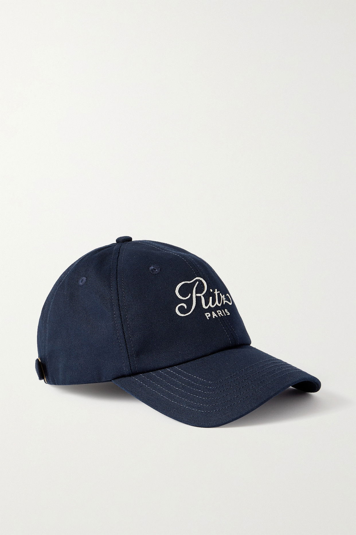 FRAME Ritz Paris Embroidered Cotton-Canvas Baseball Cap in Blue | Endource