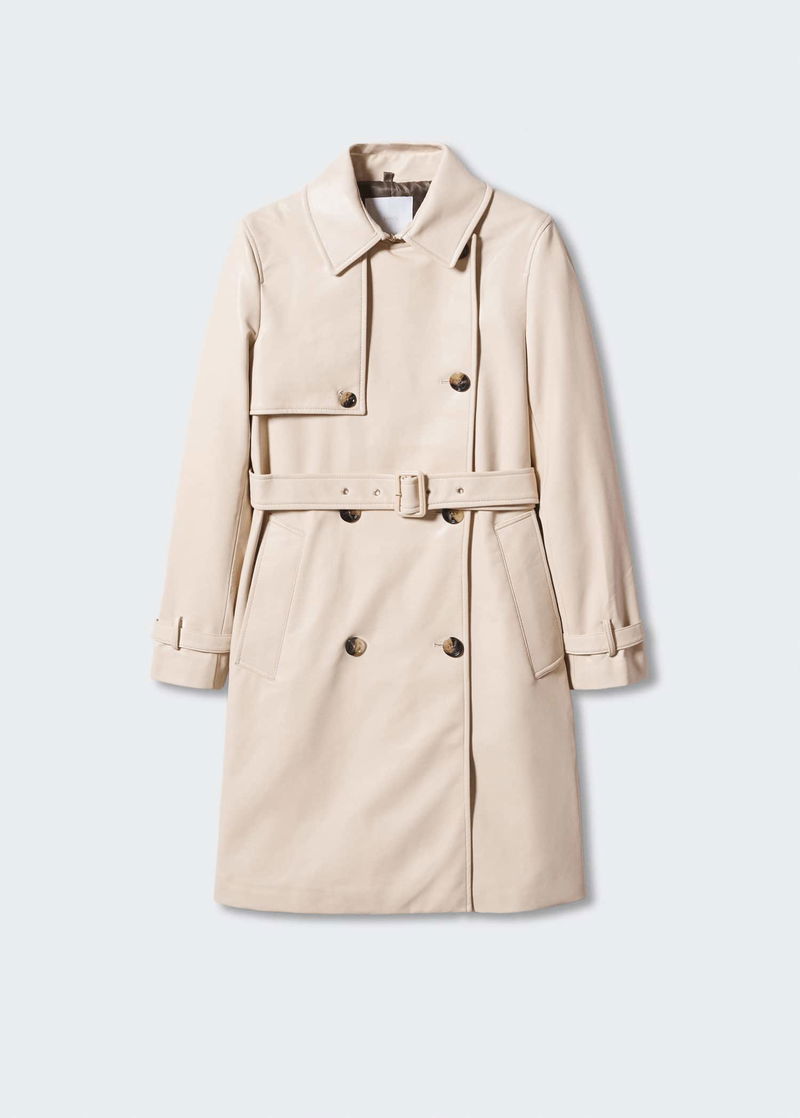 MANGO Classic Leather Effect Trench Coat | Endource