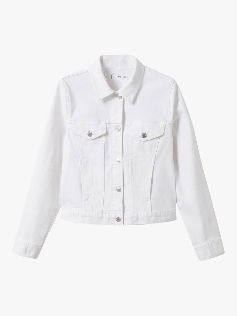 MANGO Vicky Denim Jacket in White | endource