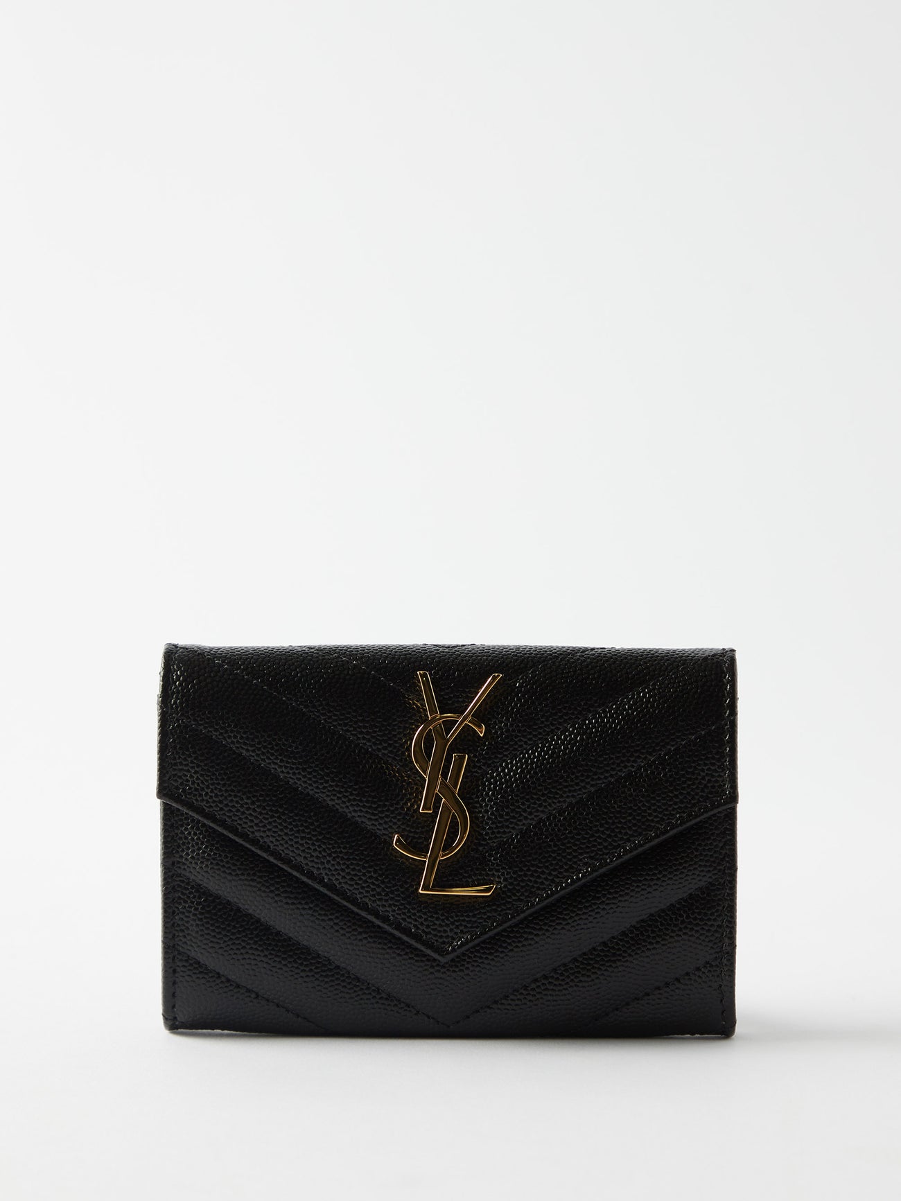 SAINT LAURENT YSL-Plaque Quilted-Leather Coin Purse | endource