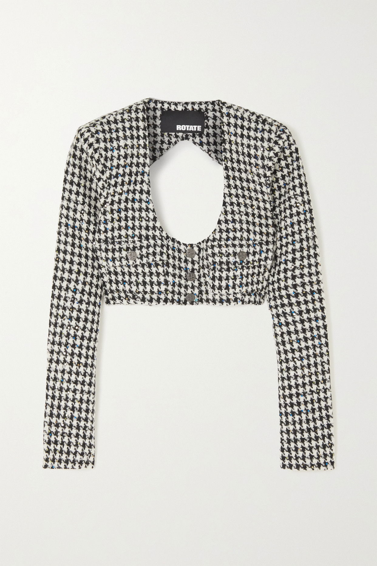 ROTATE BIRGER CHRISTENSEN Addison Cropped Open-Back Sequin-Embellished ...