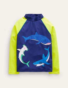 BODEN Logo Rash Vest in Sapphire Blue Sharks | endource