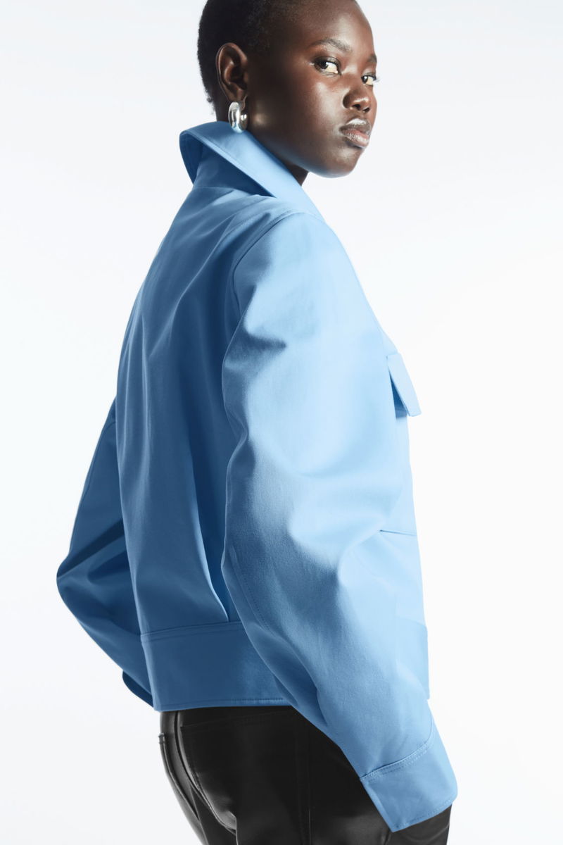 COS Cropped Utility Jacket in LIGHT BLUE | endource