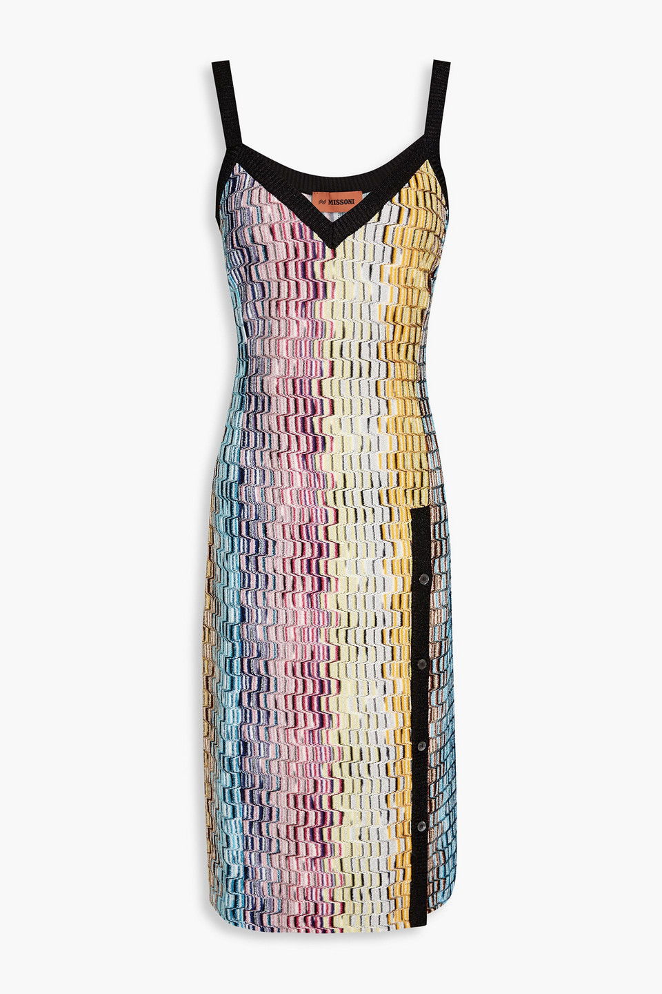 MISSONI Metallic Crochet-Knit Dress in Black | endource