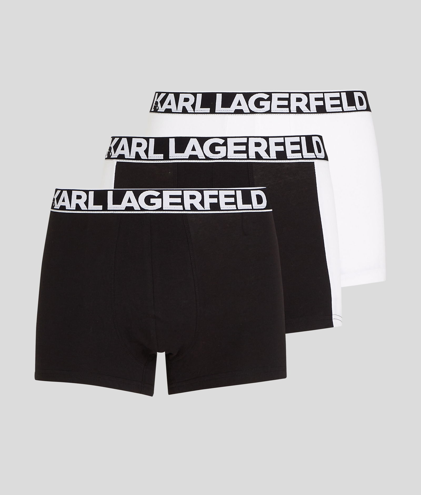 KARL LAGERFELD Bold Karl Logo Trunks – 3 Pack in Black/White | endource