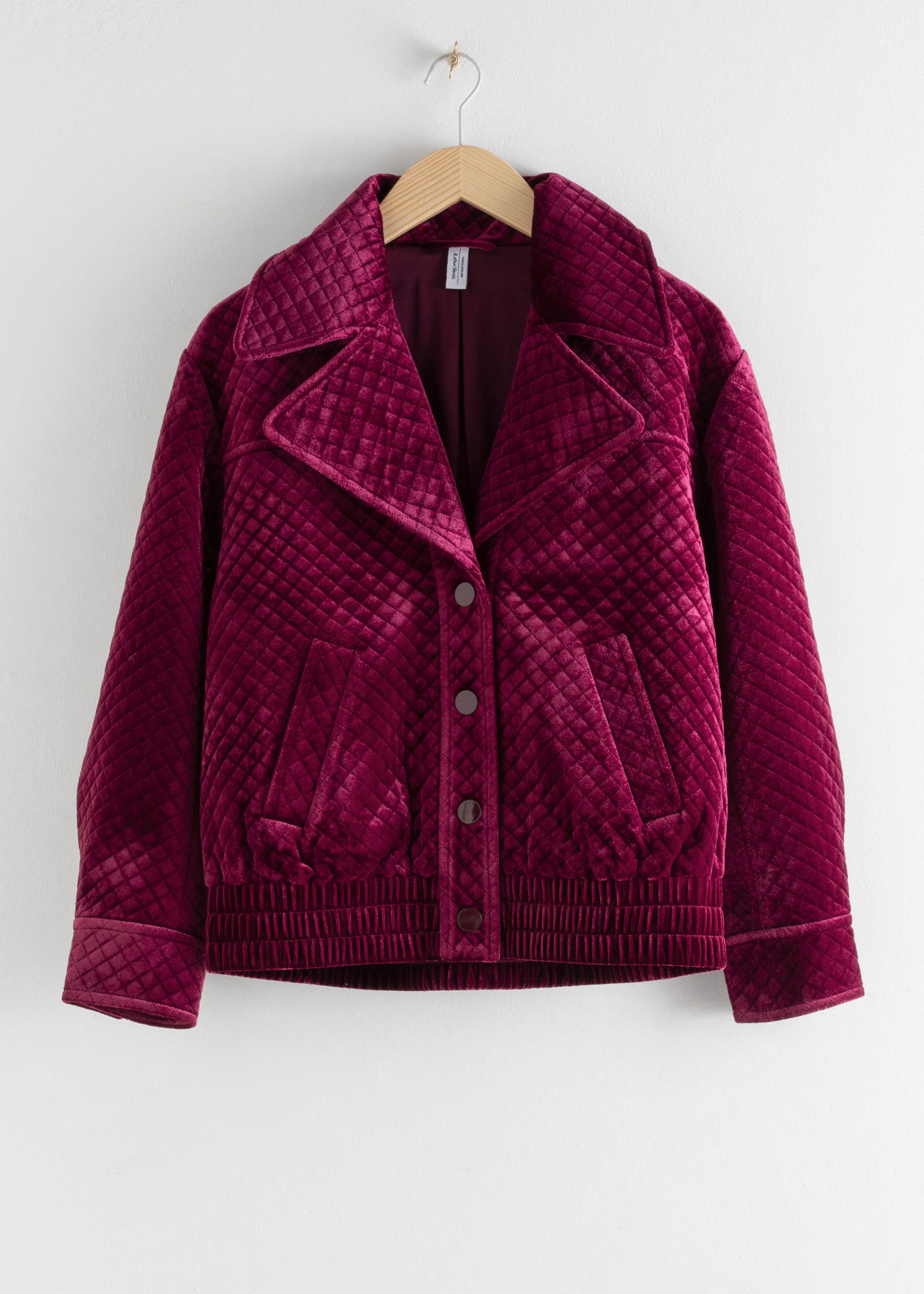& OTHER STORIES Quilted Velour Jacket in Dark Pink | endource