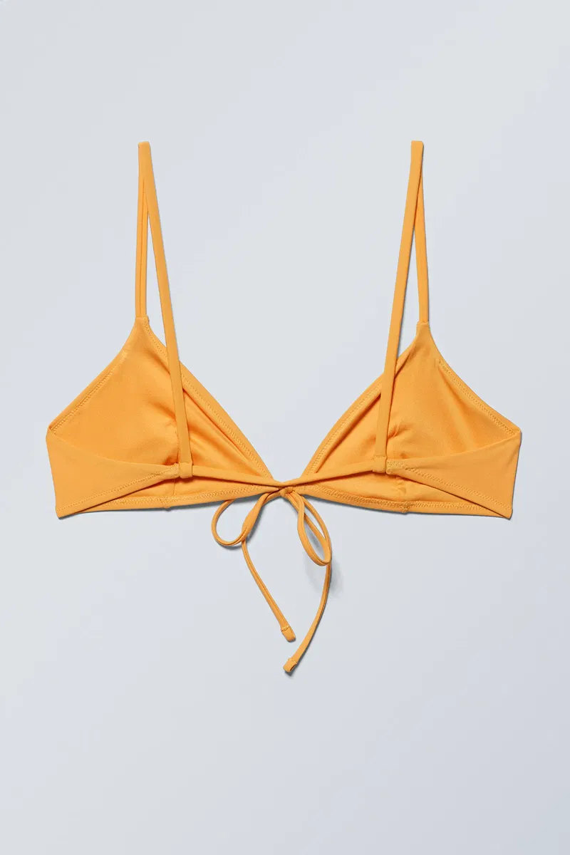 WEEKDAY Front Tie Bikini Top in Mango | endource
