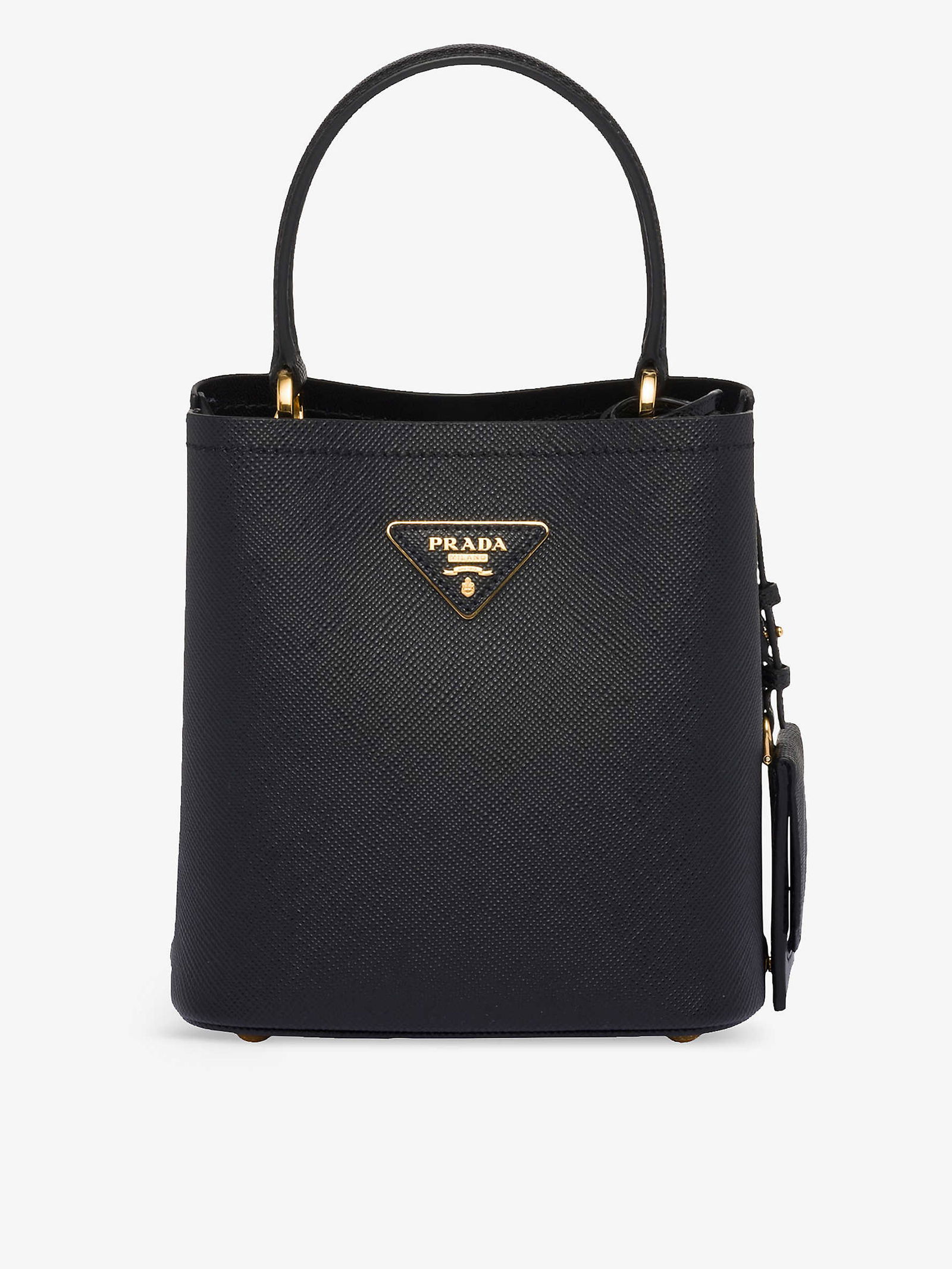 PRADA Panier Small Saffiano-Leather Top-Handle Bag in BLACK | Endource