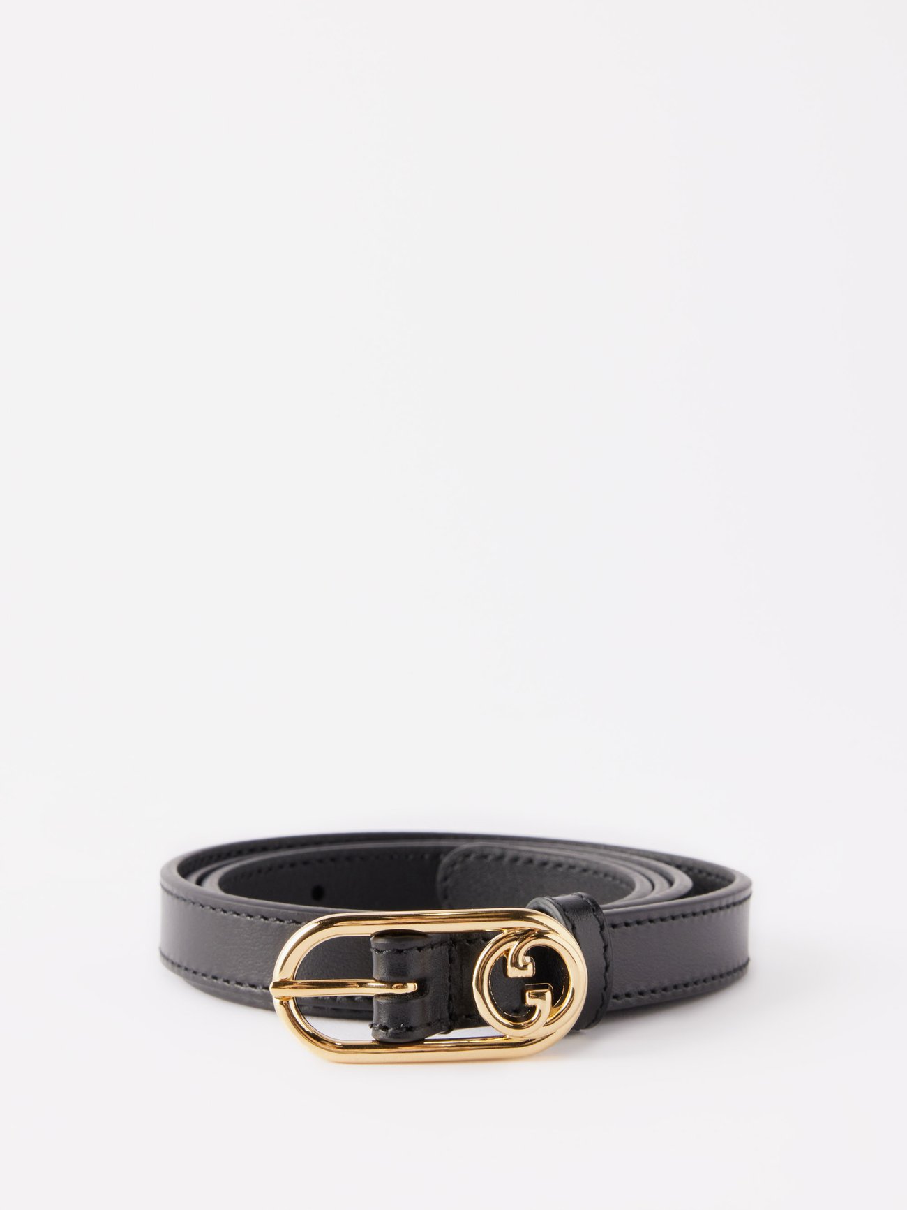 GUCCI Interlocking G-Plaque Leather Belt | endource