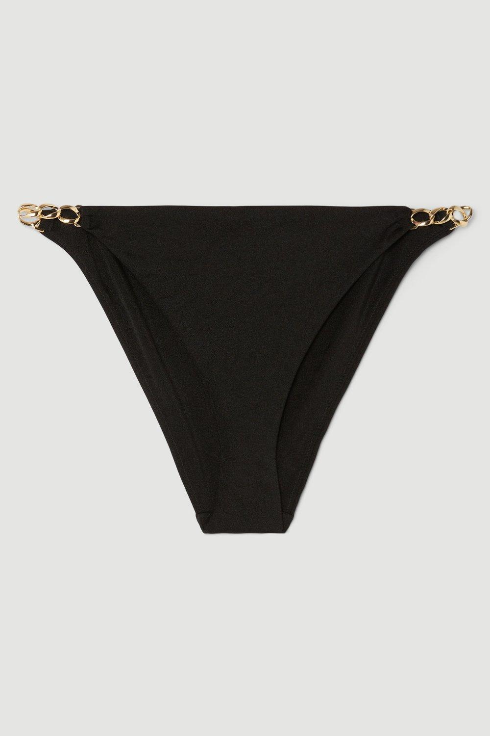 KAREN MILLEN Slinky Chain Detail Bikini Bottoms in Green | endource