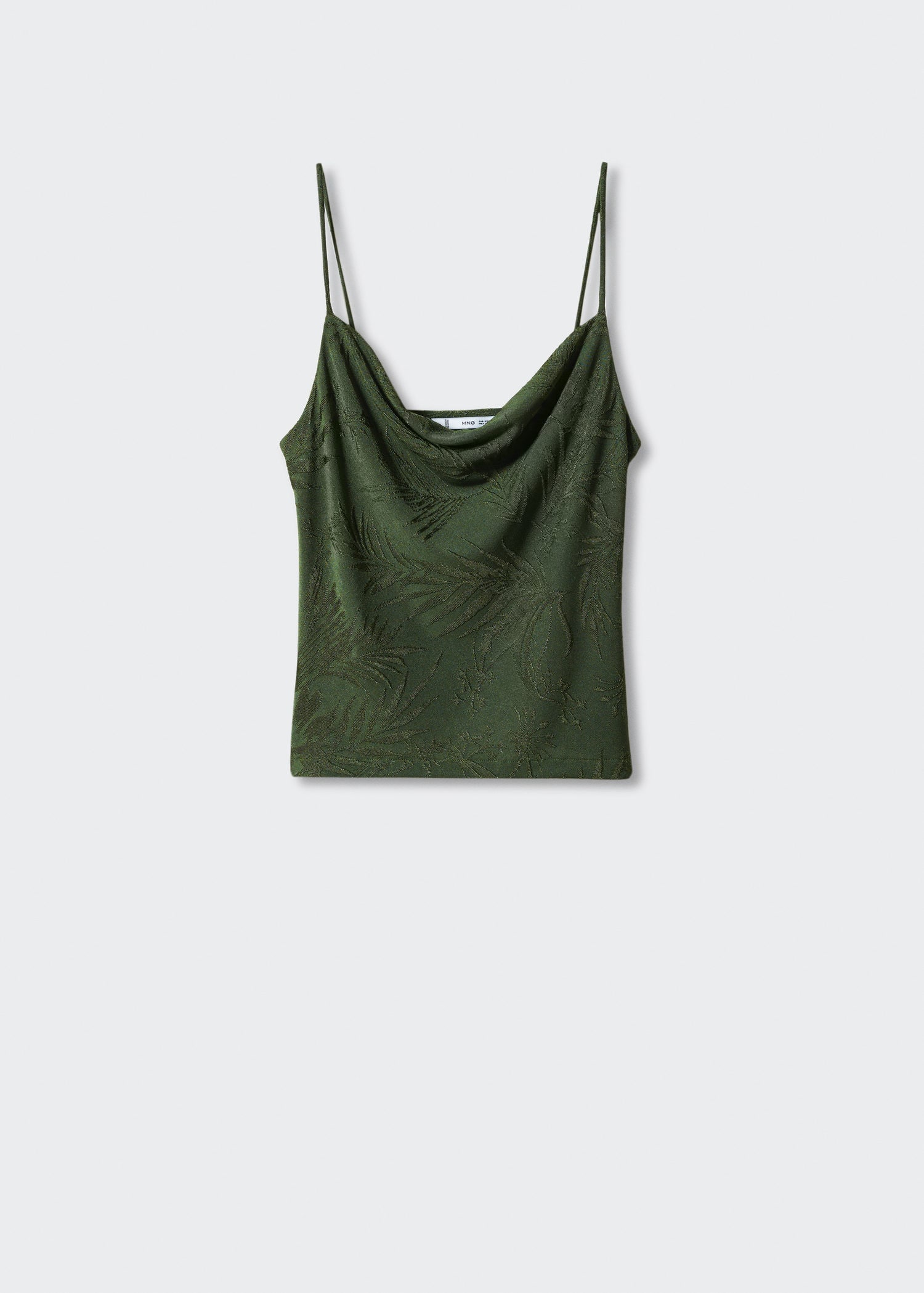 MANGO Draped Jacquard Top in Green | endource