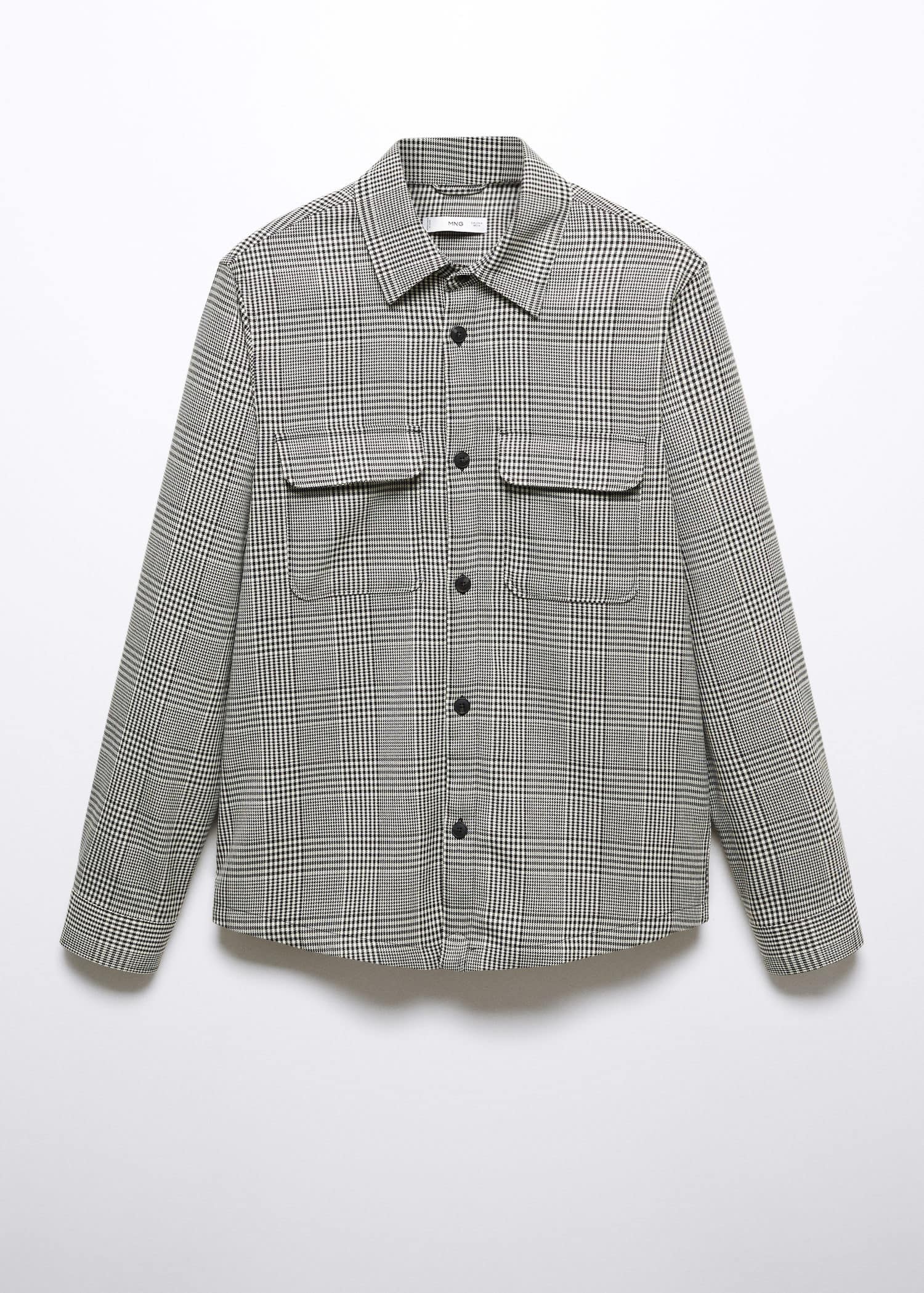 MANGO Regular Fit Welsh Check Overshirt in Black | endource