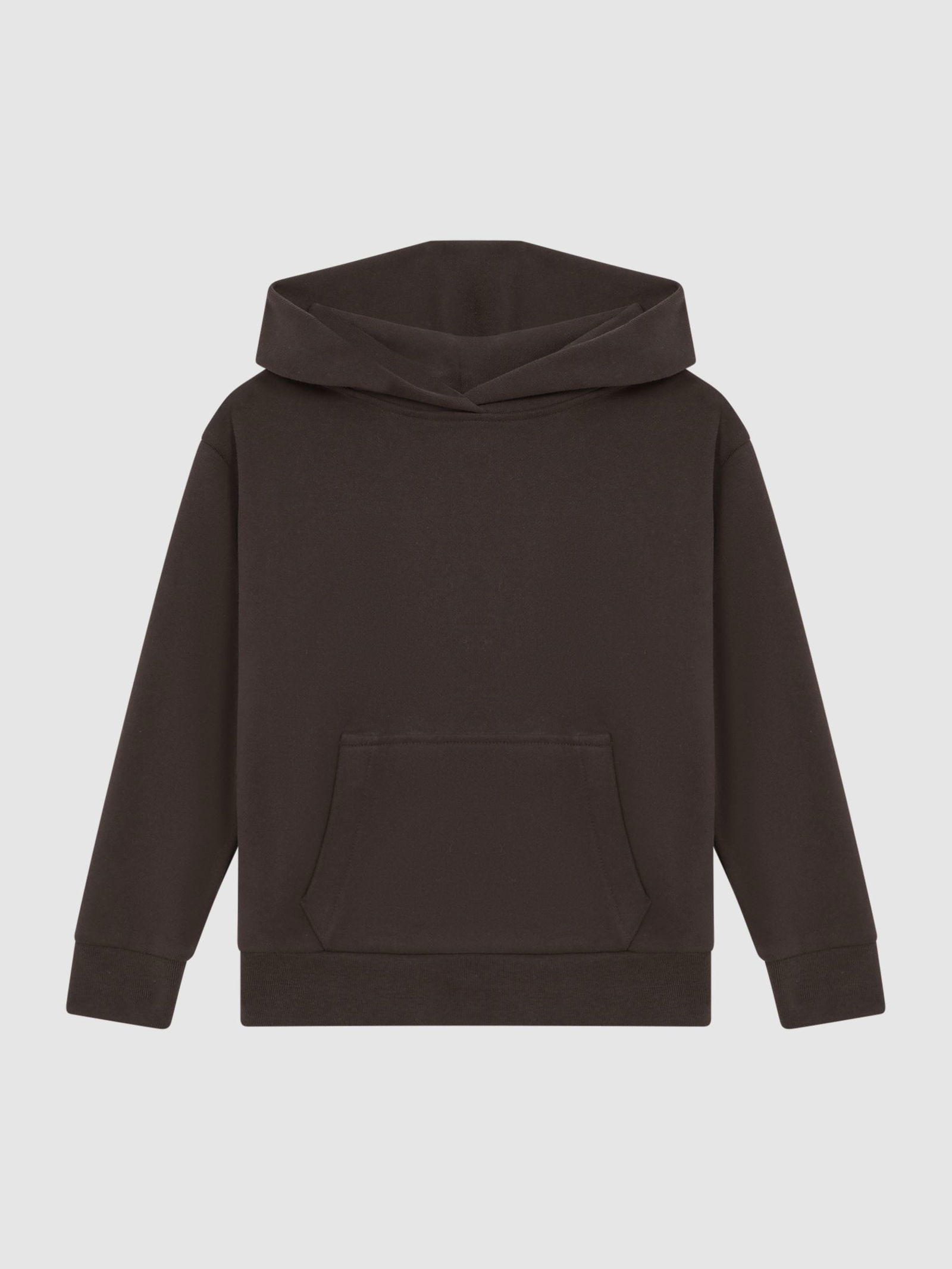 REISS Alexander Oversized Cotton Jersey Hoodie in Chocolate | endource