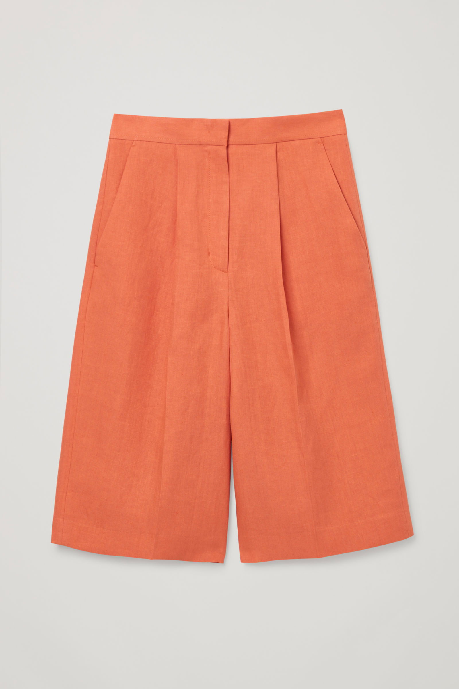 COS Tailored Linen Shorts in bright orange | endource