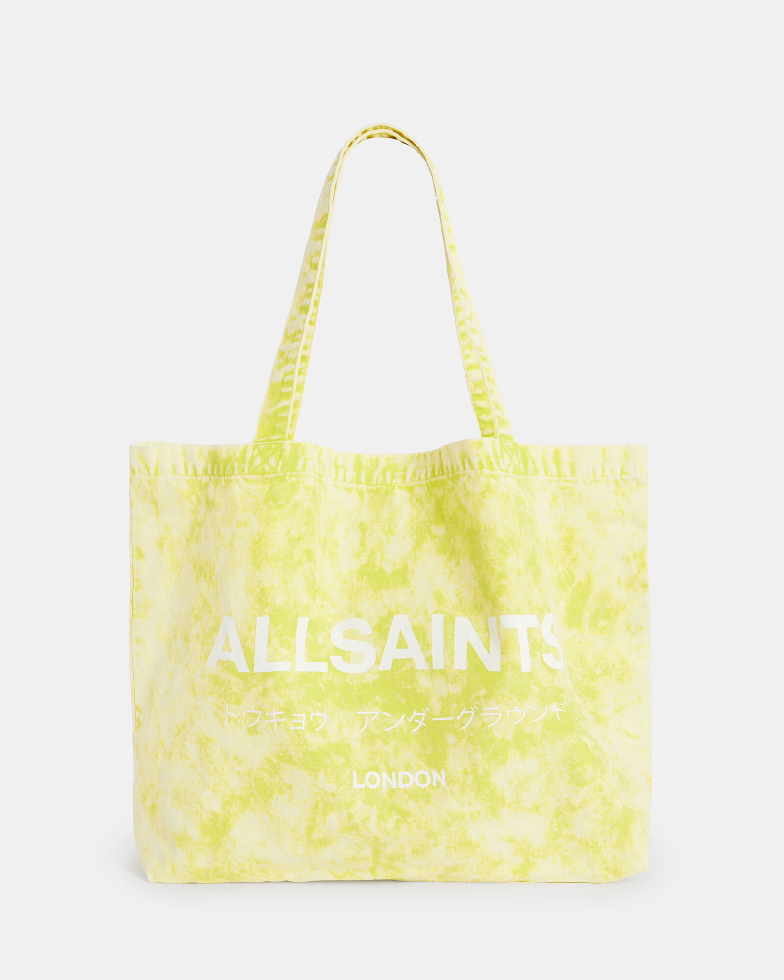 ALLSAINTS Underground Acid Tote Bag in CITRUS GREEN/CHALK | Endource