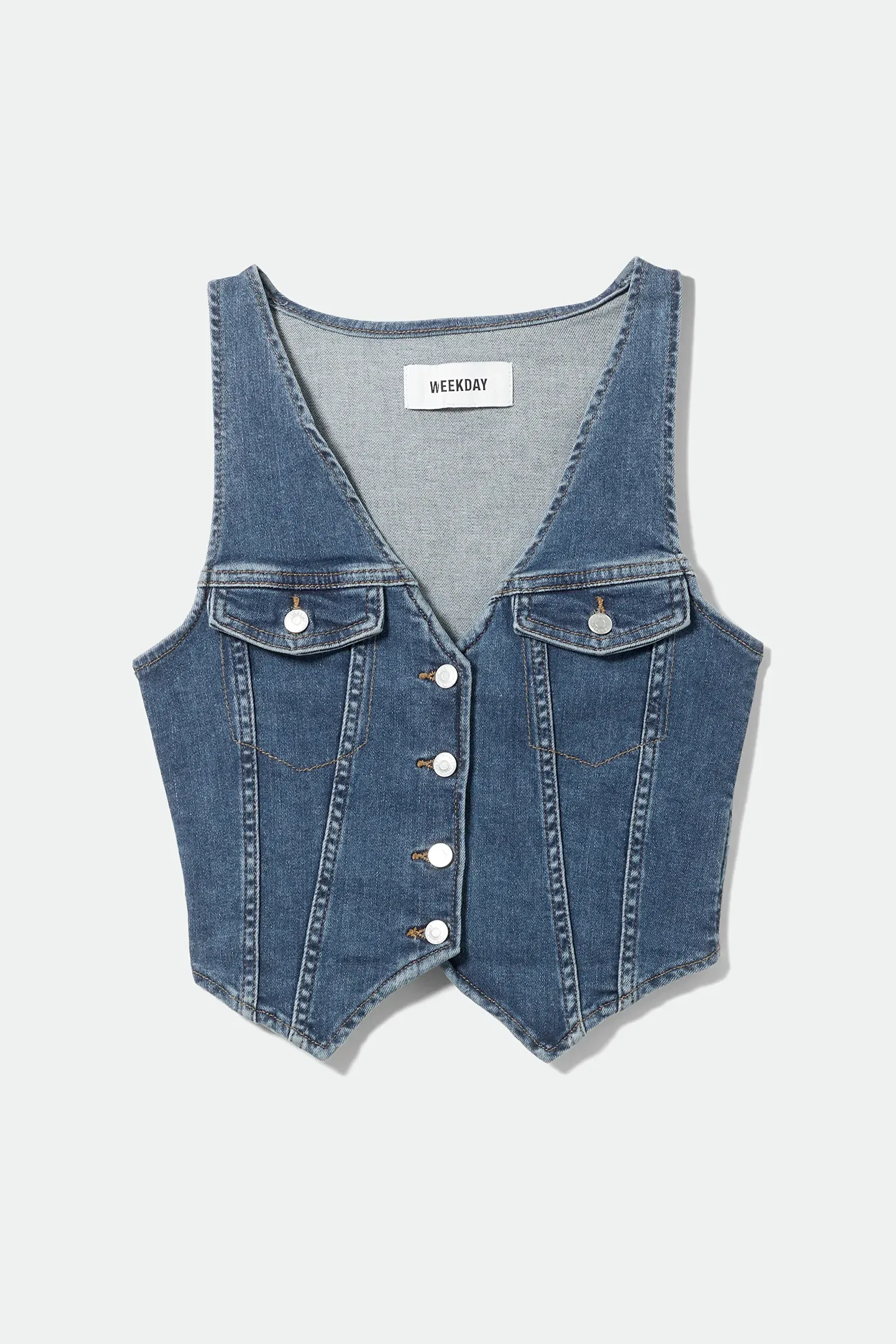 WEEKDAY Ashley Denim Vest in Mineral blue | Endource