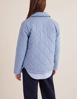BODEN Broderie Quilted Cotton Jacket in Chambray | endource