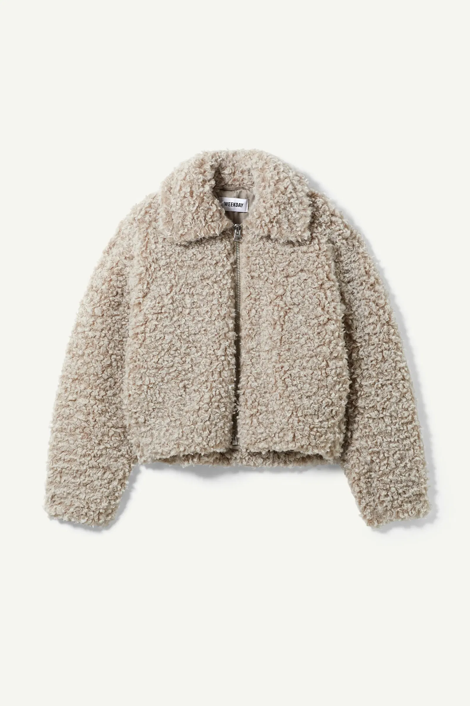 WEEKDAY Roger Faux Fur Jacket in Light beige | endource