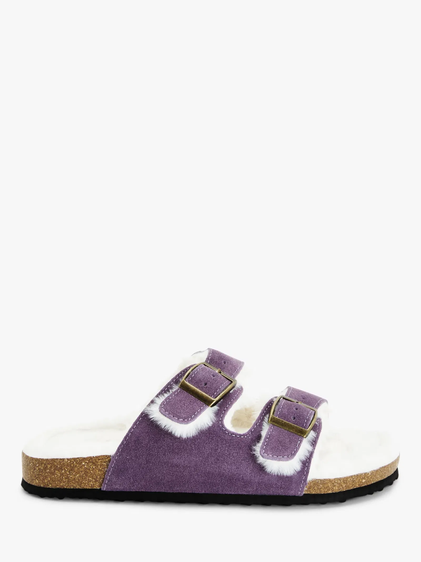 JOHN LEWIS Suede Double Buckle Slippers in Amethyst | Endource