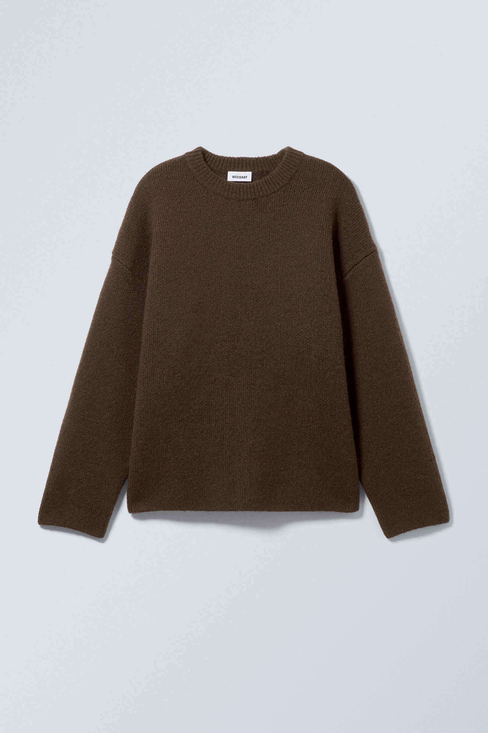 WEEKDAY Teo Oversized Wool Blend Knit Sweater in Dark Brown | endource