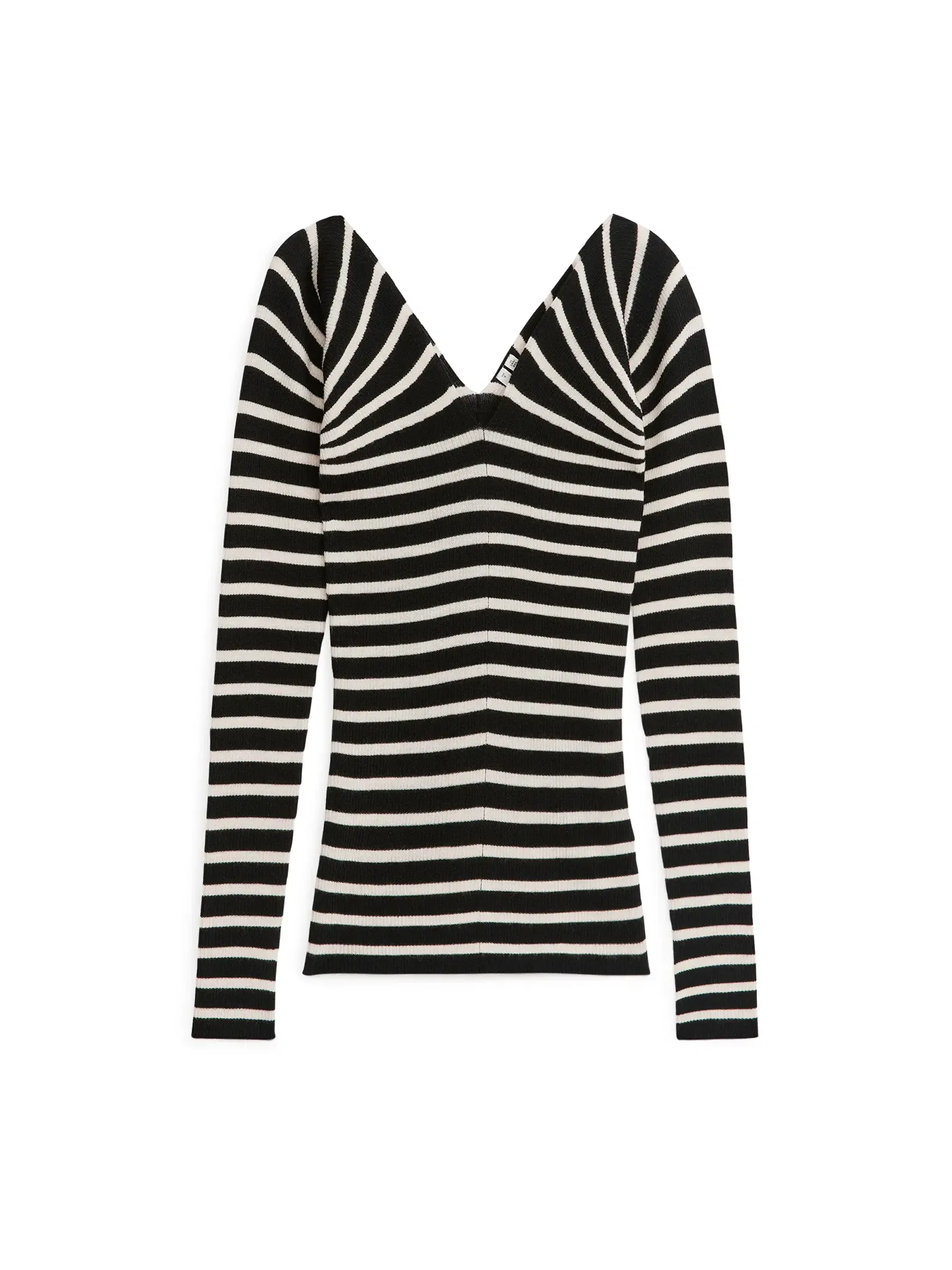 ARKET Sunray Stripe Jumper in White/Black | endource