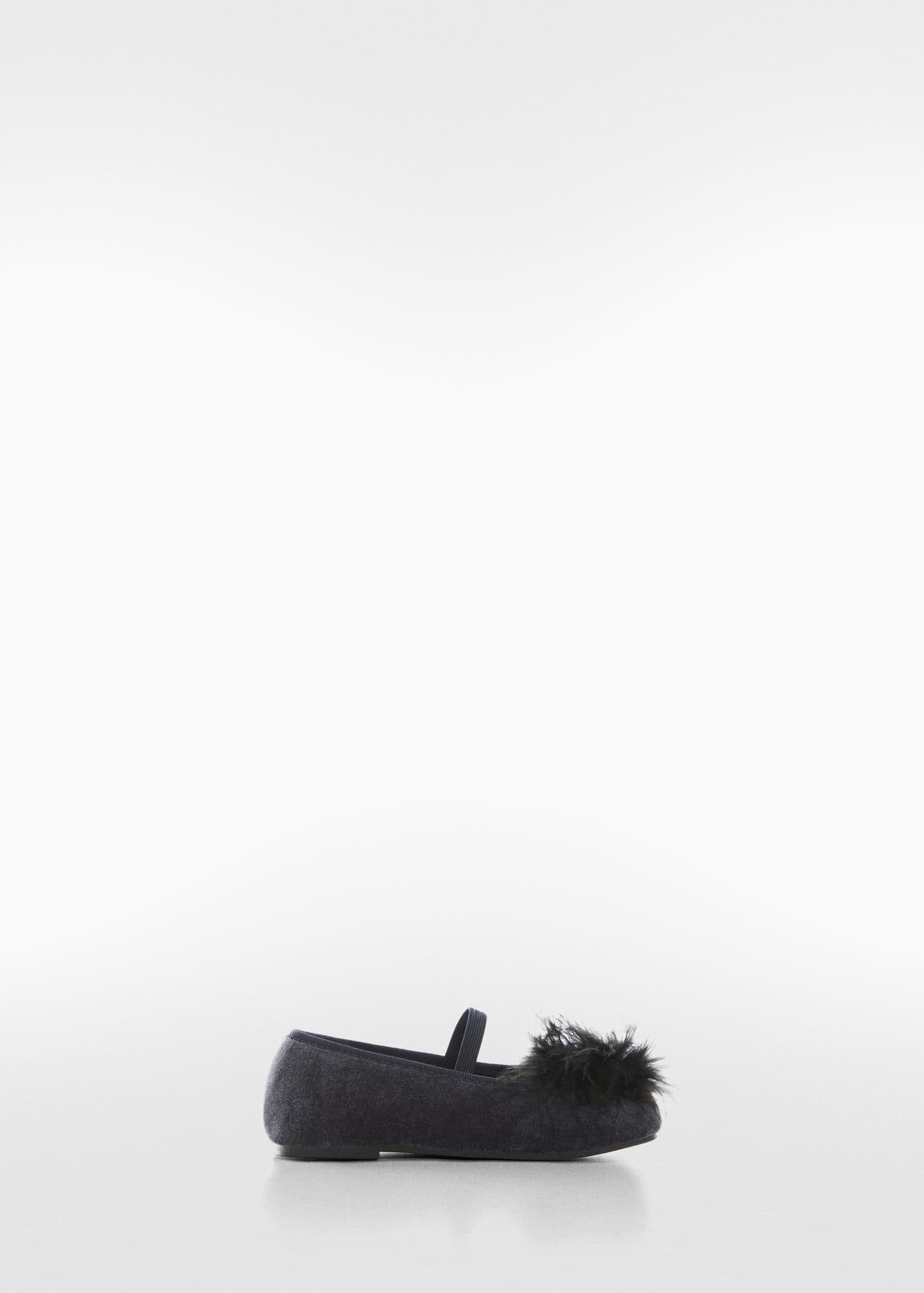 MANGO Velvet Ballerinas With Pom-Pom in Charcoal | endource