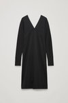 COS Deep V-Neck Jersey Dress in Black | endource