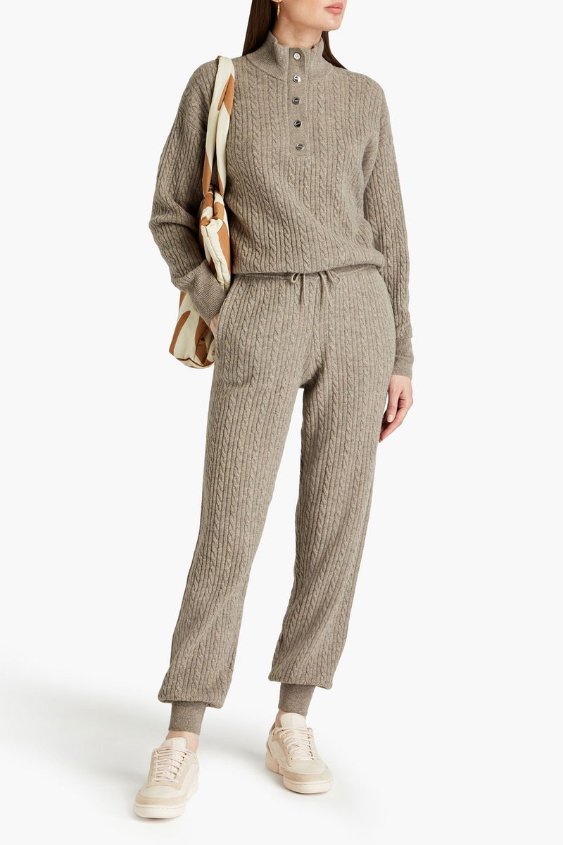 SANDRO Fox Cable-Knit Turtleneck Sweater in Neutral | endource