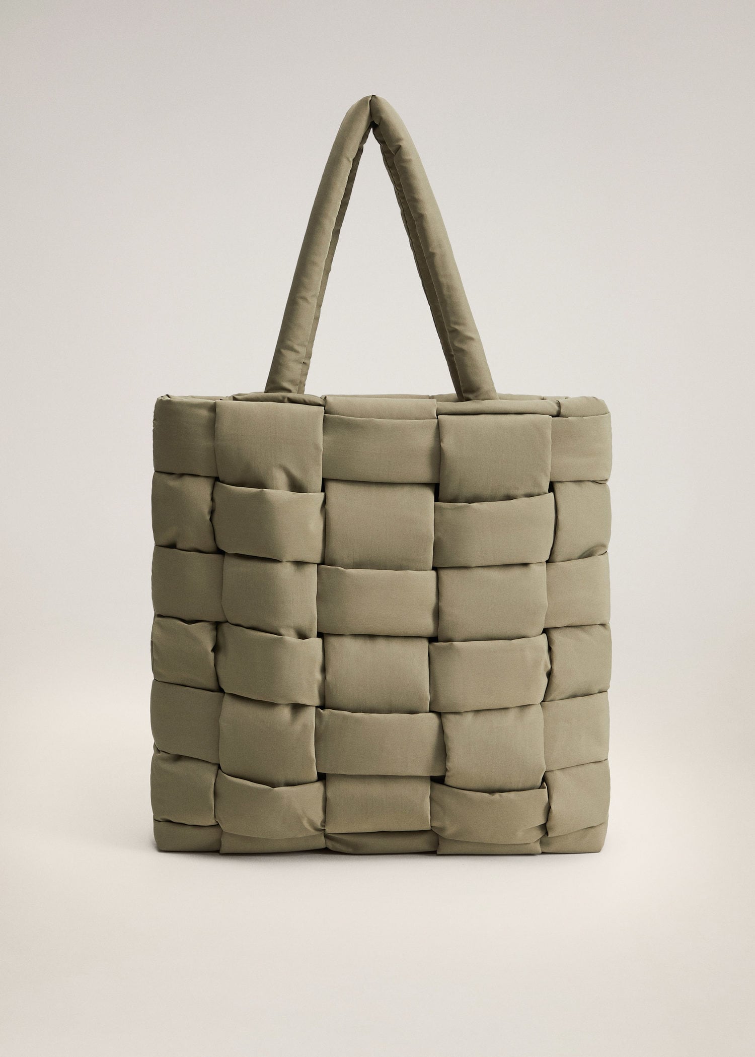 MANGO Quilted Shopper Bag in Khaki | endource