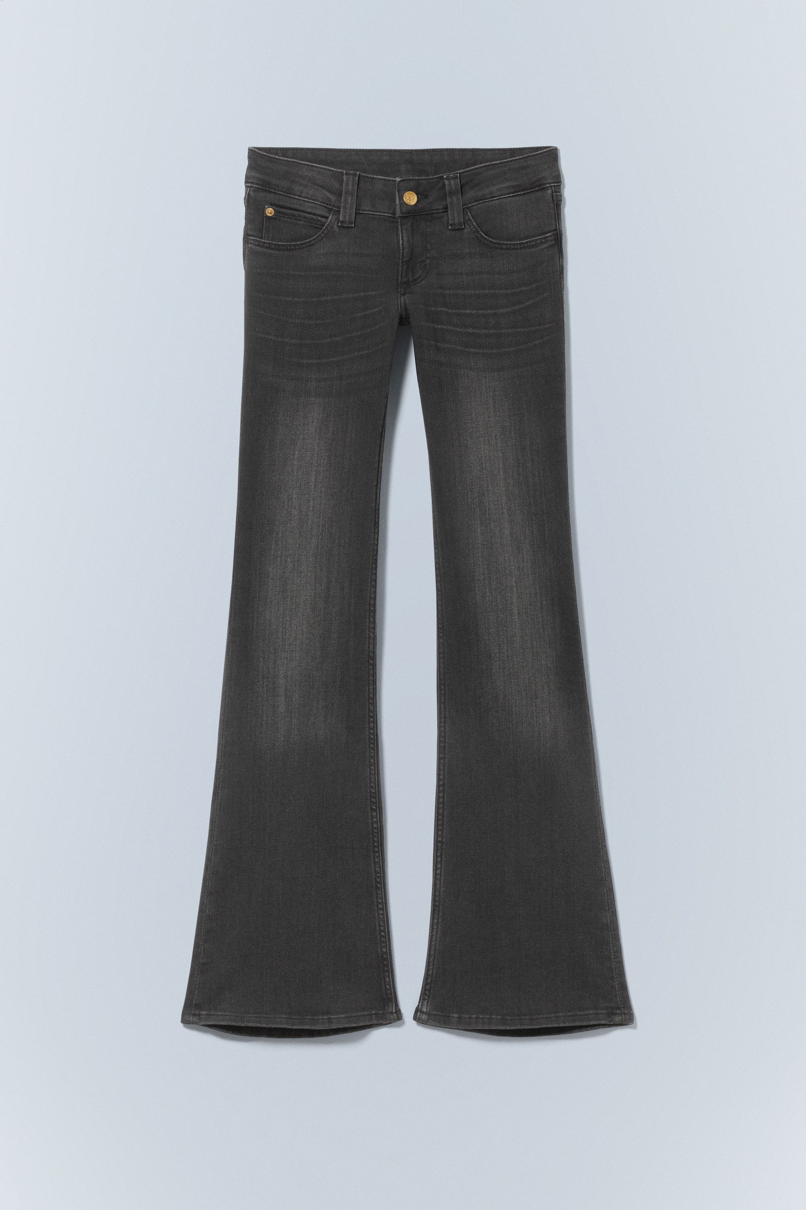 WEEKDAY Booty Bei Low Waist Skinny Bootcut Jeans in Black | endource