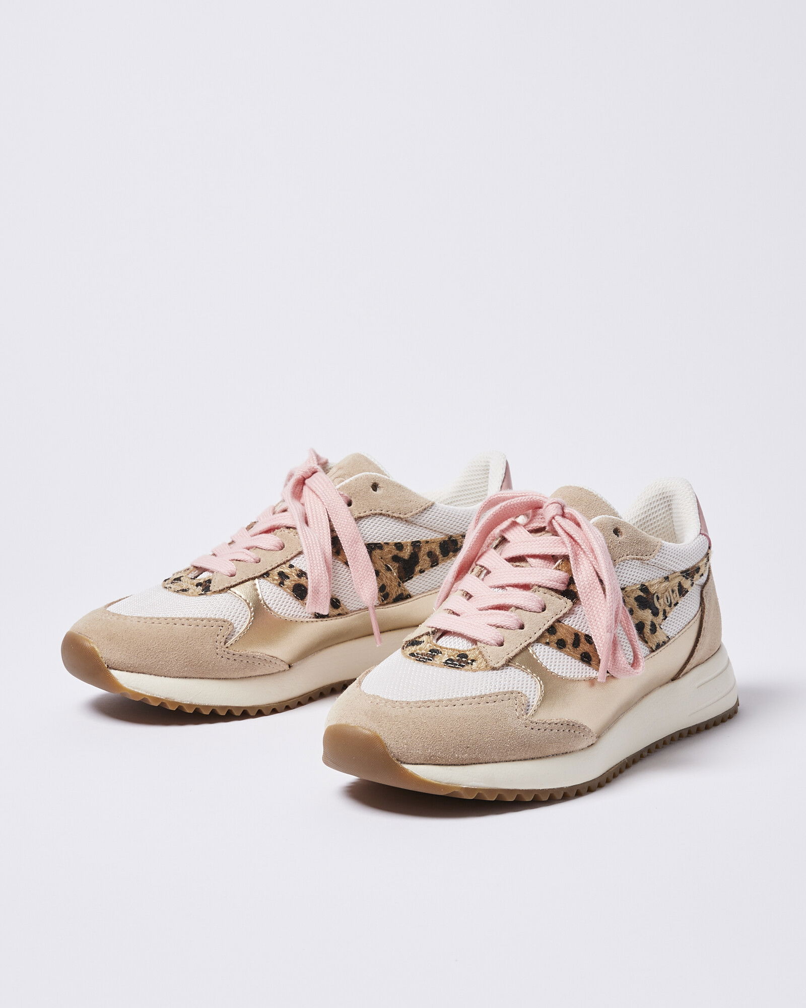 GOLA Animal Print Leather Trainers in Pink | endource