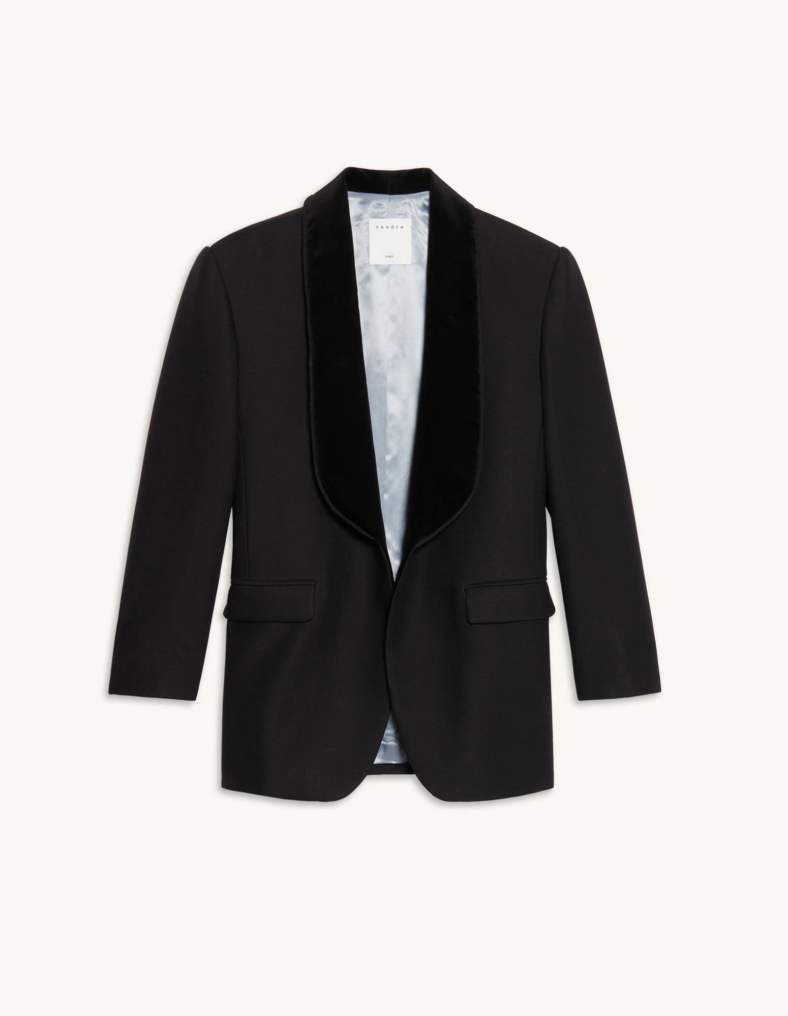 SANDRO Suit Jacket With Shawl Collar in Black | endource