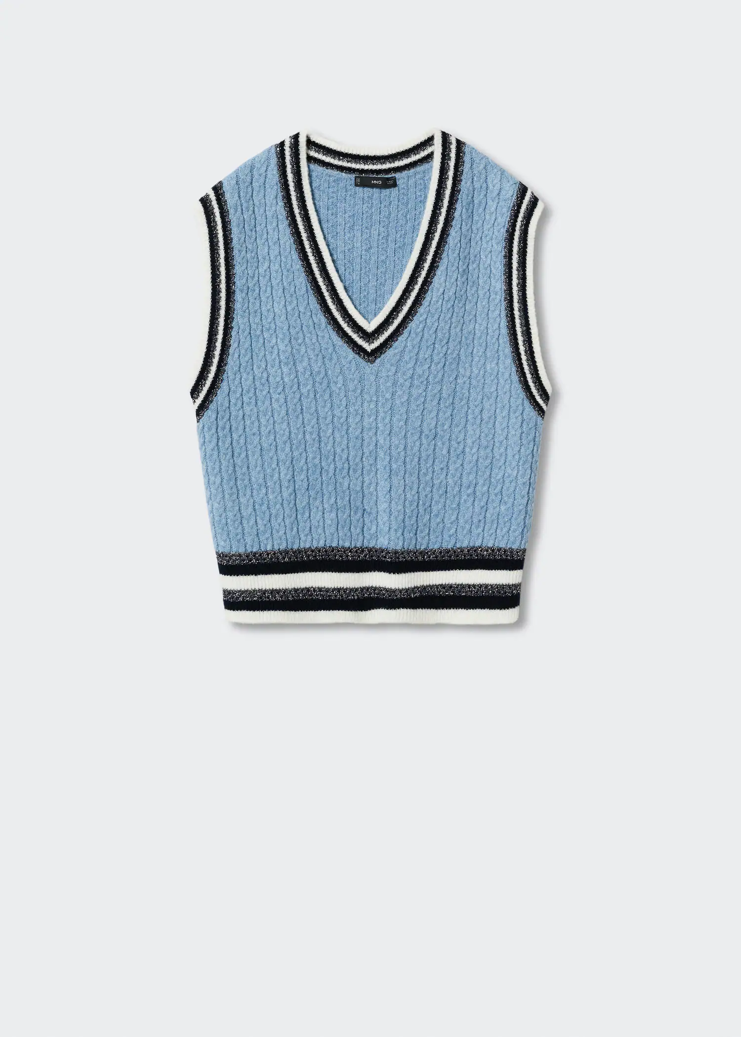 MANGO V-Neck Lurex Vest in Blue | Endource