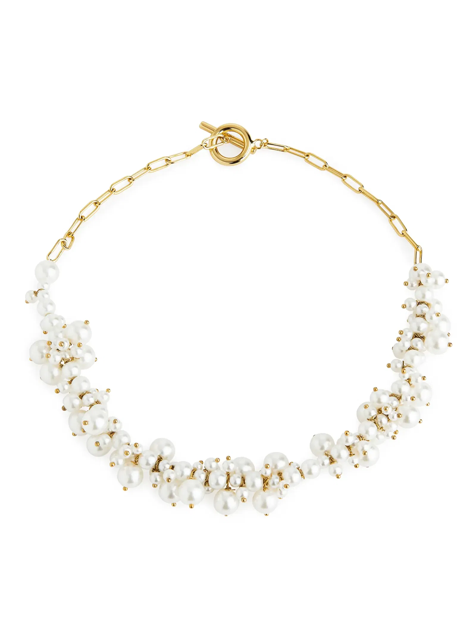 ARKET Gold-Plated Pearl Necklace in Gold | endource