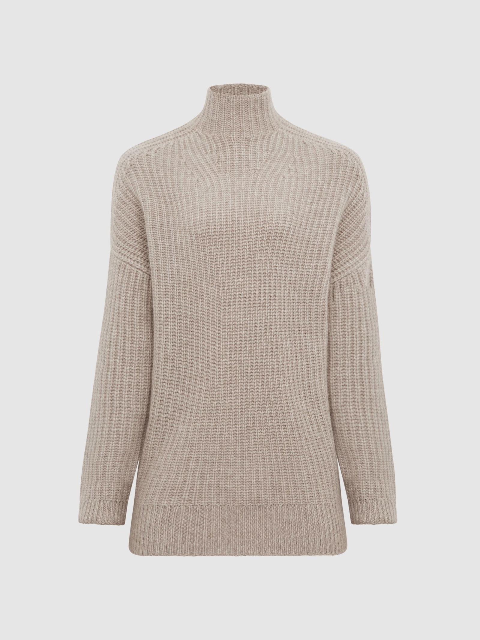 REISS Casha Rib Knit 100% Cashmere Jumper in Neutral | Endource