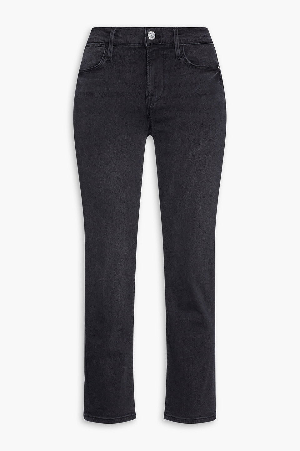 FRAME Le High Straight Cropped High-Rise Straight-Leg Jeans in Gray ...