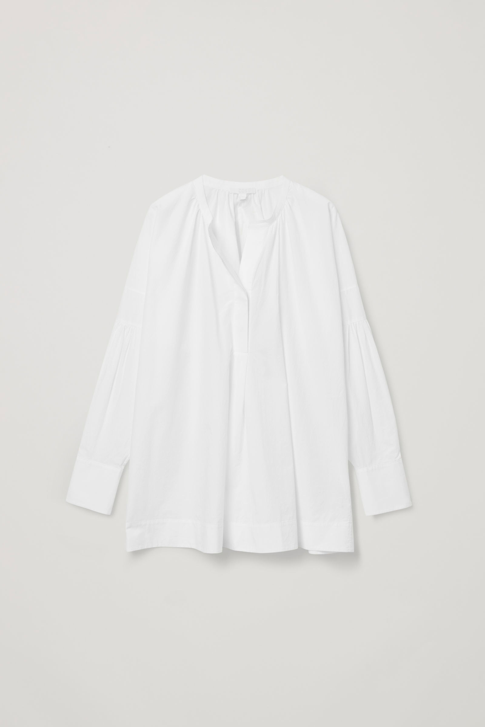COS Collarless Tunic Top in White | endource
