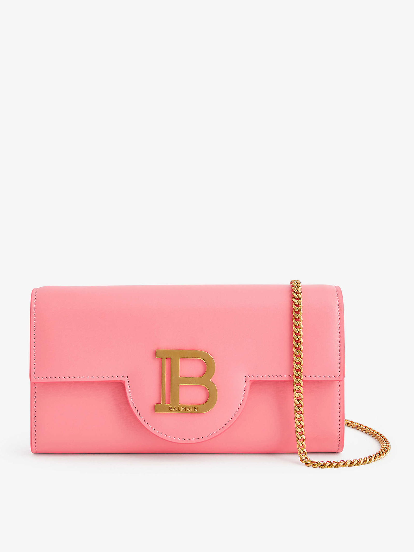 Balmain B-Buzz Leather Wallet On Chain in BUBBLE GUM | Endource