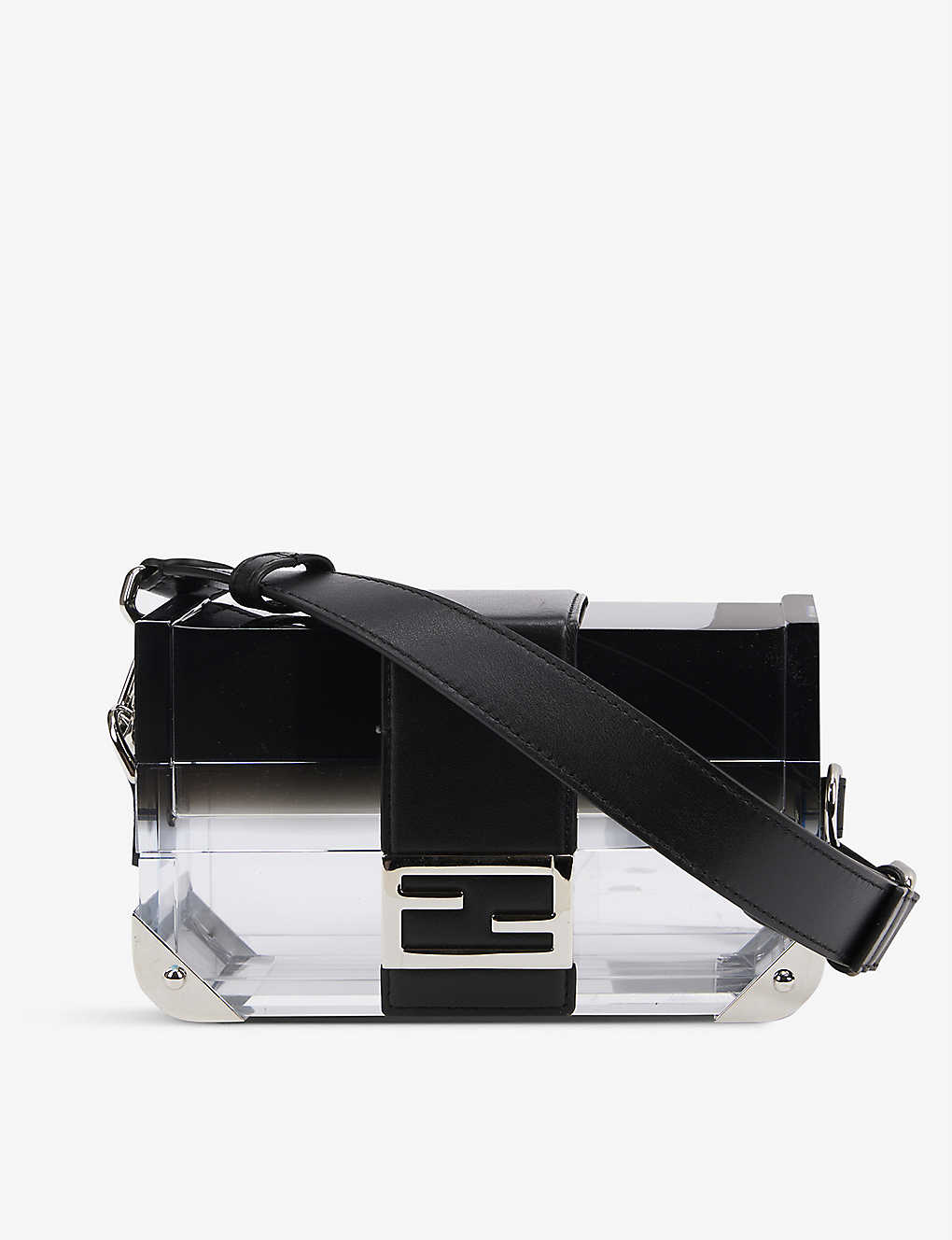 FENDI Baguette Trunk Mini Acrylic Cross-Body Bag in BLACK | Endource