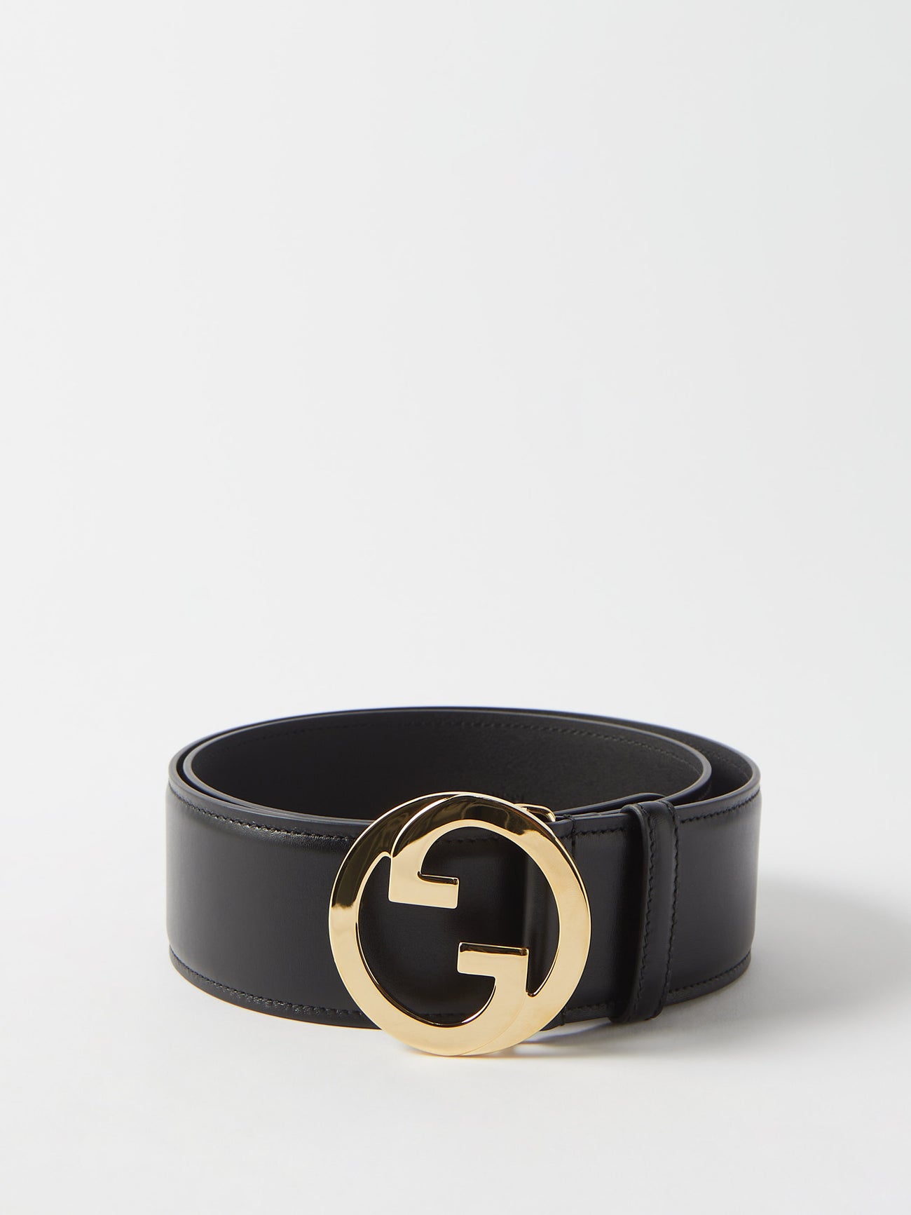 GUCCI Interlocking G Leather Belt in Black | endource