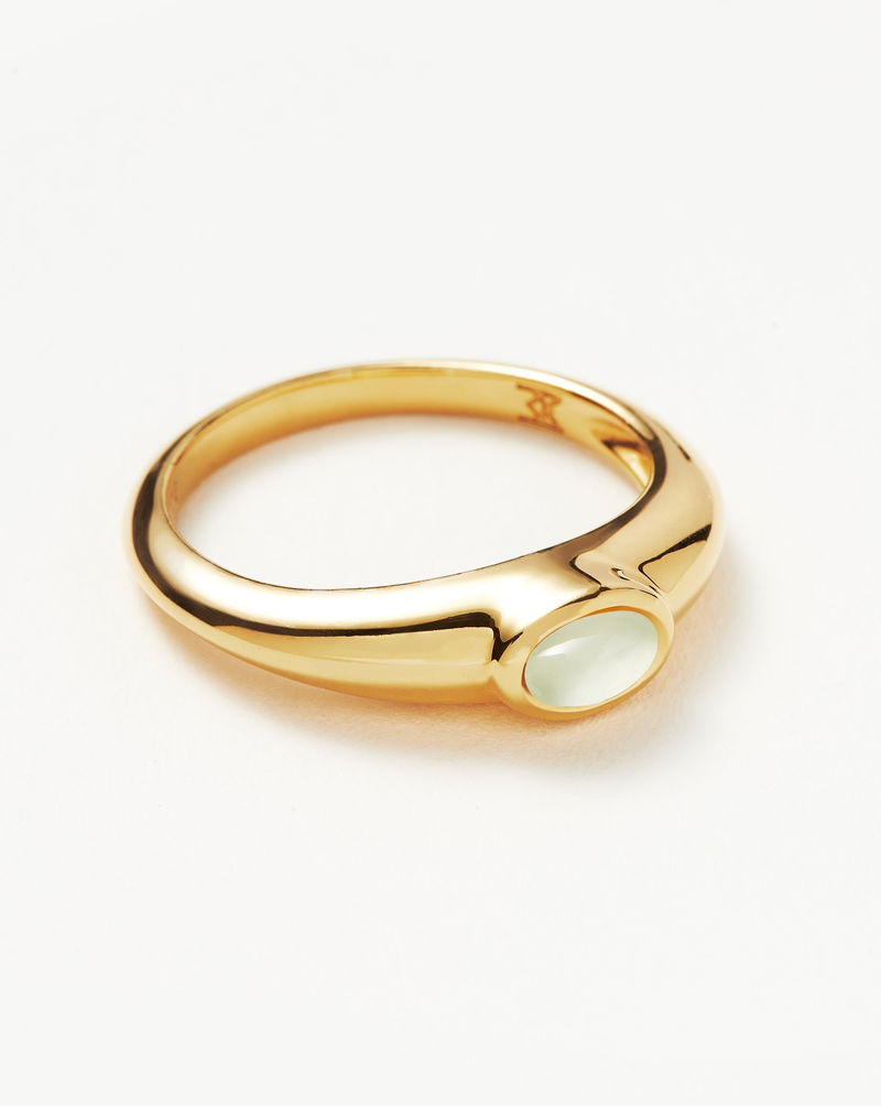 MISSOMA Good Vibes Gemstone Stacking Ring in 18ct Gold Plated Vermeil/Rainbow Moonstone | endource