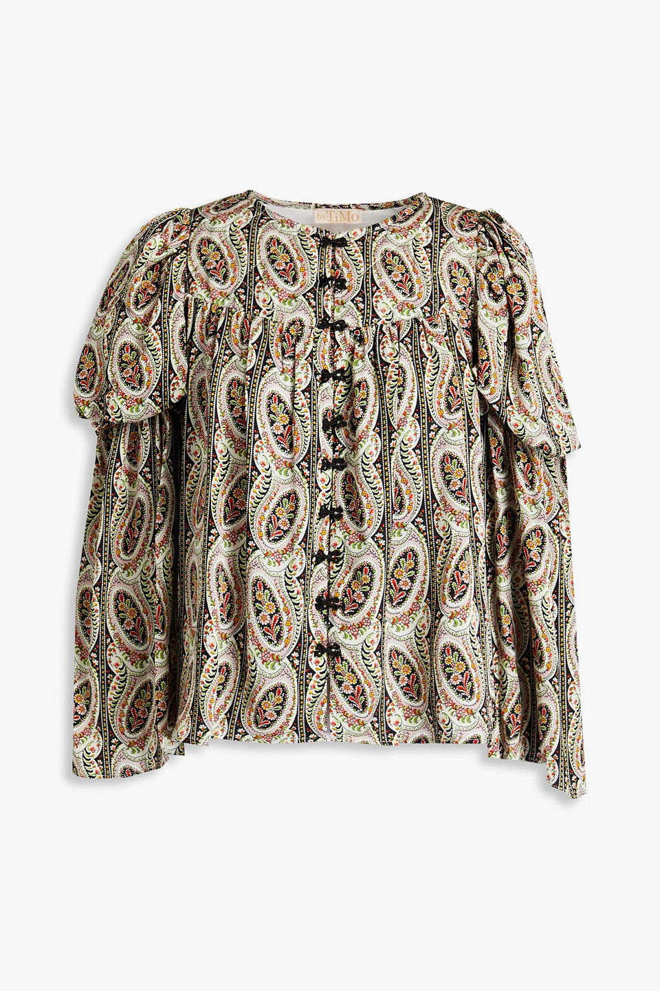 BYTIMO Gathered Printed Cady Blouse | endource