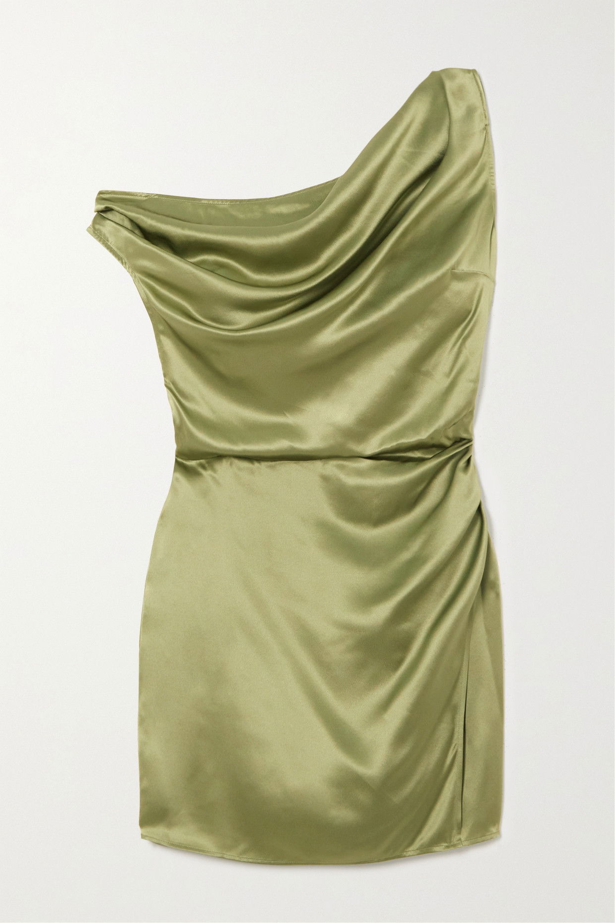 REFORMATION Alanis One-Shoulder Draped Wrap-Effect Silk Mini Dress ...
