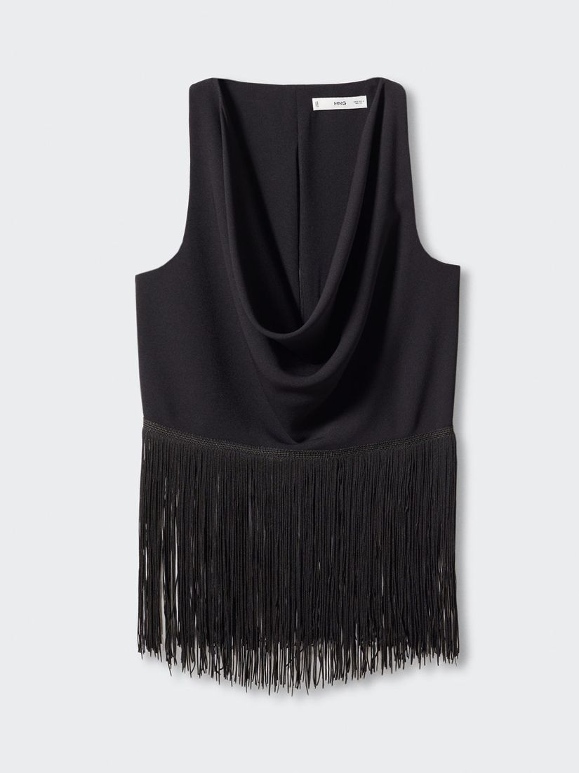 MANGO Fringe Detail Top in Black | endource