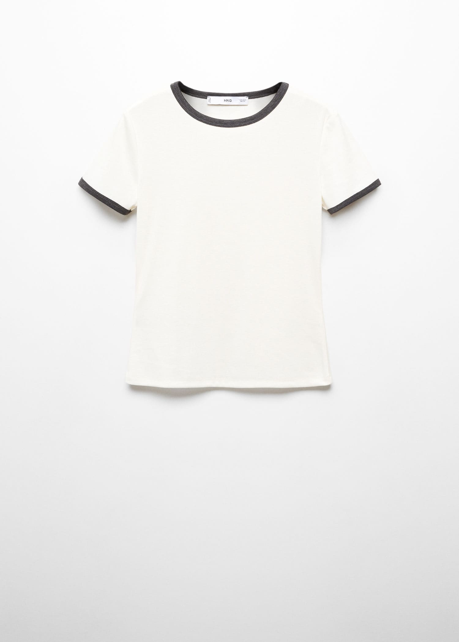 Mango Contrast Trim T Shirt In White Endource