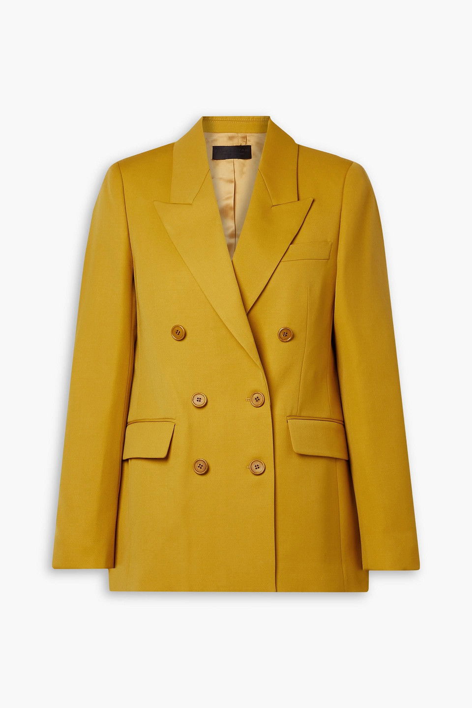 NILI LOTAN Valerie Double-Breasted Wool-Crepe Blazer in Yellow | endource