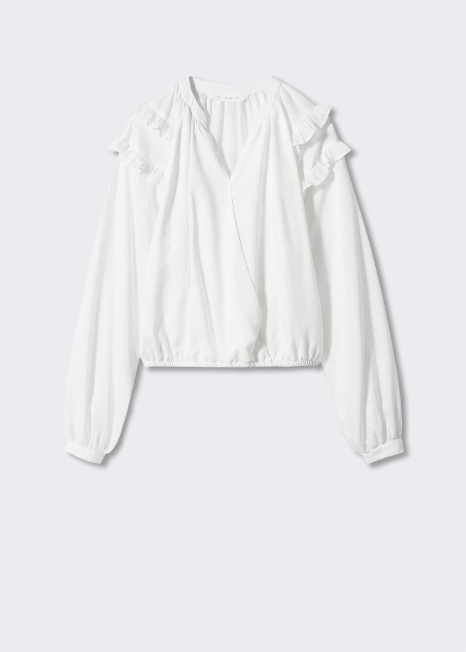 MANGO Ruffle Modal Blouse in Off White | endource